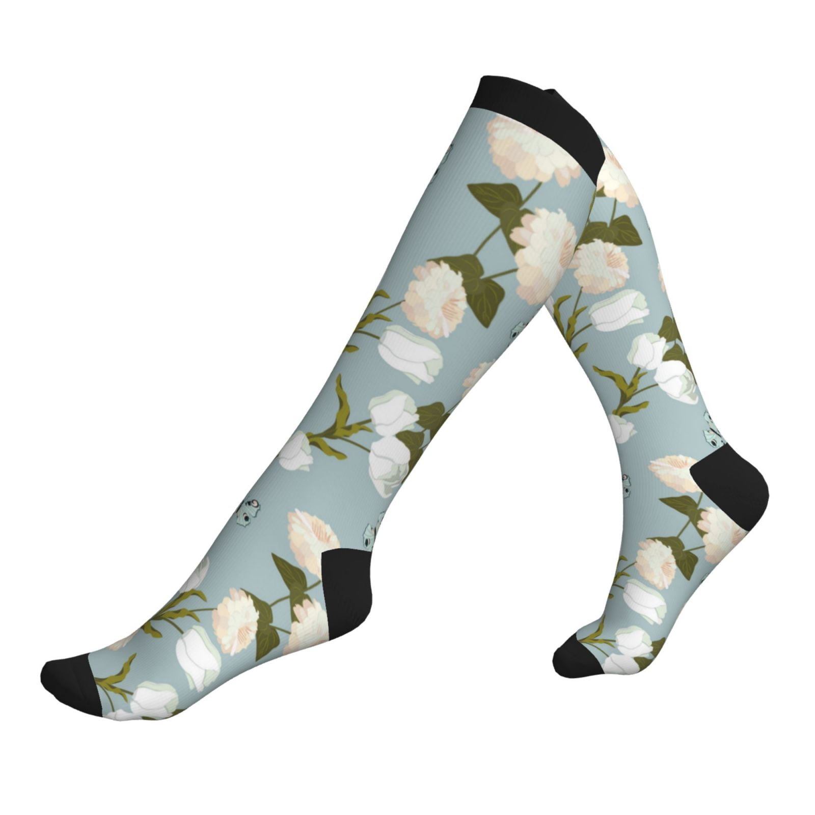 Compression Socks For Women And Men - Tulips Flowers Blue Compression ...