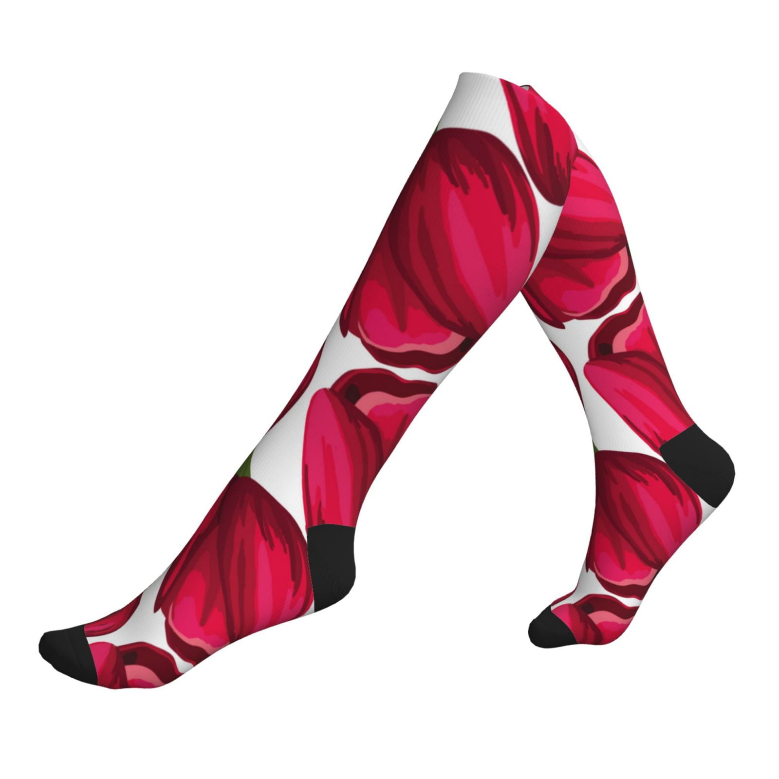 Compression Socks For Women And Men - Tulips Flowers Red Compression ...