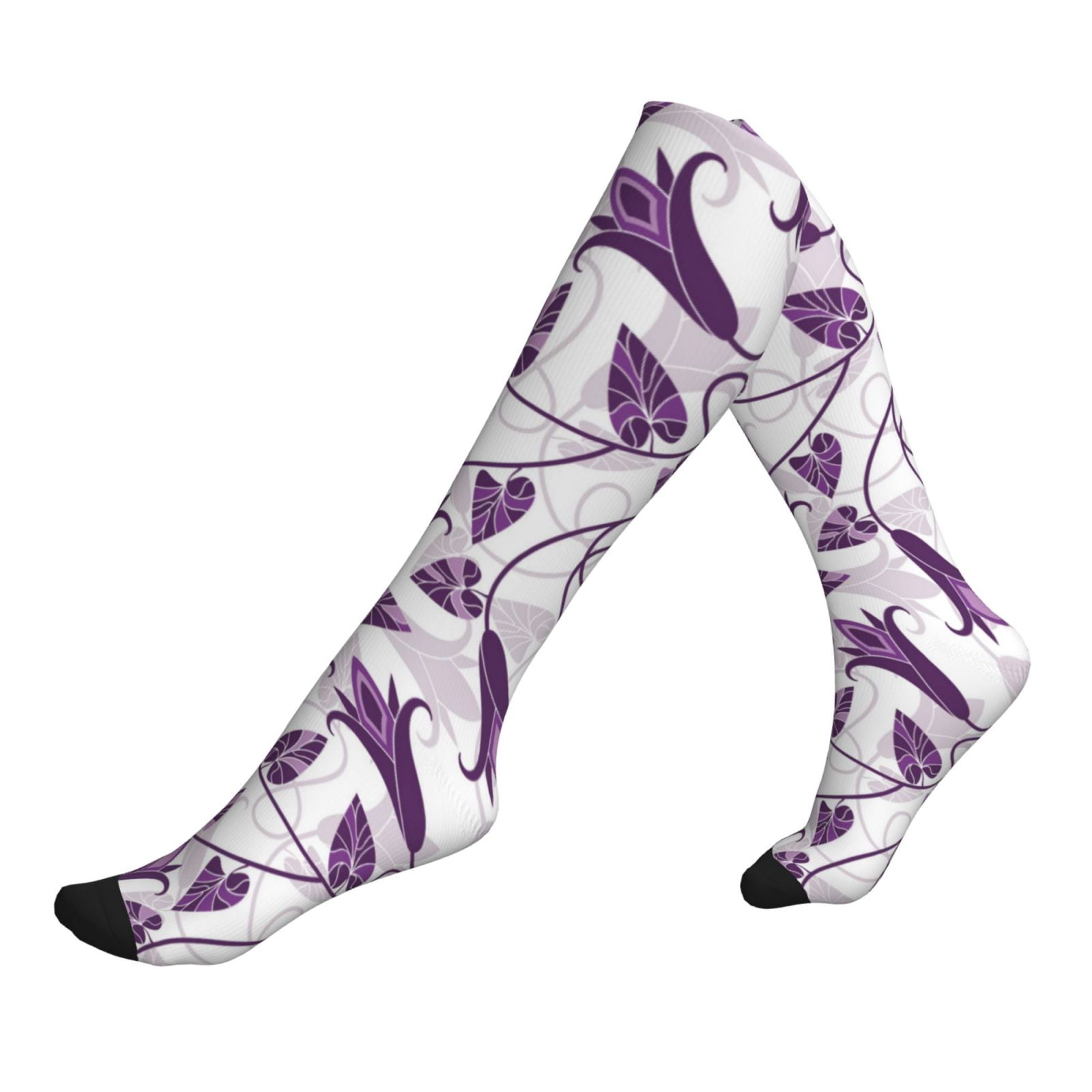 Compression Socks For Women And Men, Violets Flowers Fujiman 15-20mmhg ...