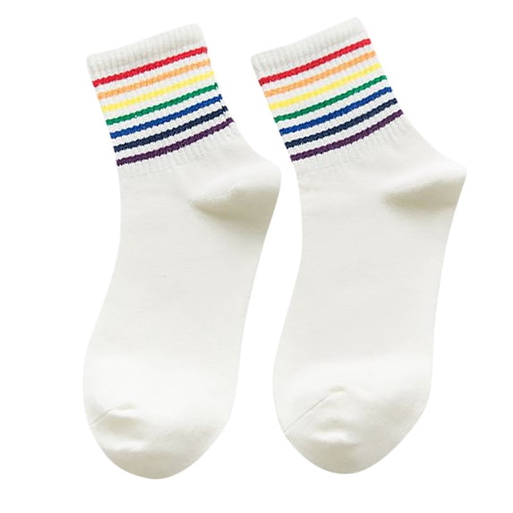 10 Pairs Compression Socks For Women Fashion Chrismas Striped Rainbow ...