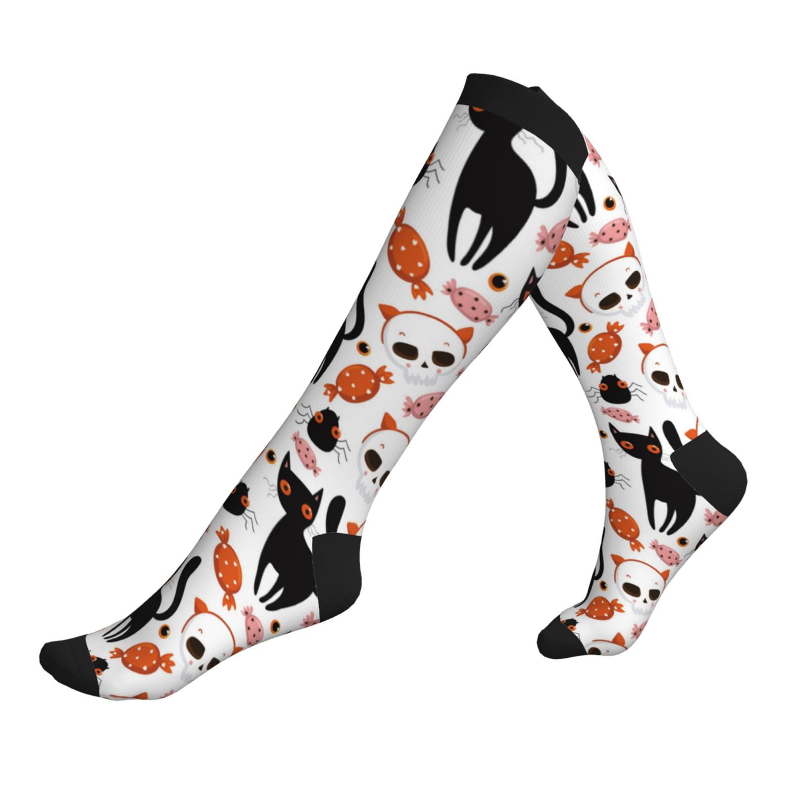 Compression Socks For Women & Men, Abstract Cartoon Cat Skull 15-20mmhg ...