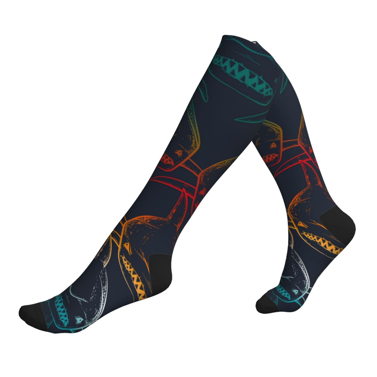 Compression Socks For Women & Men, Cartoon Sharks 15-20mmhg Support ...