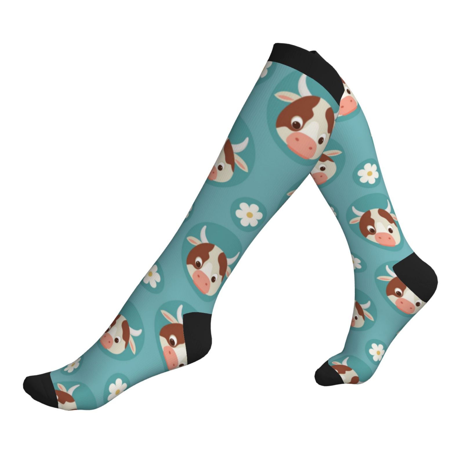 Compression Socks For Women & Men, Classic Cartoon Cute Cow Daisy 15 ...