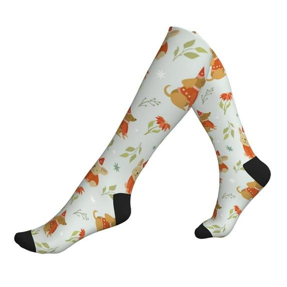 Compression Socks For Women & Men, Cute Dog Flower Puppy 15-20mmhg ...