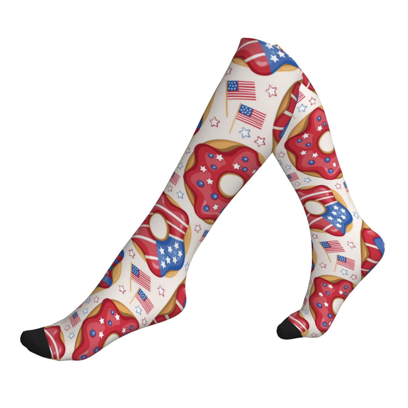 Compression Socks For Women & Men, Stars And Stripes Donut Print 15 ...