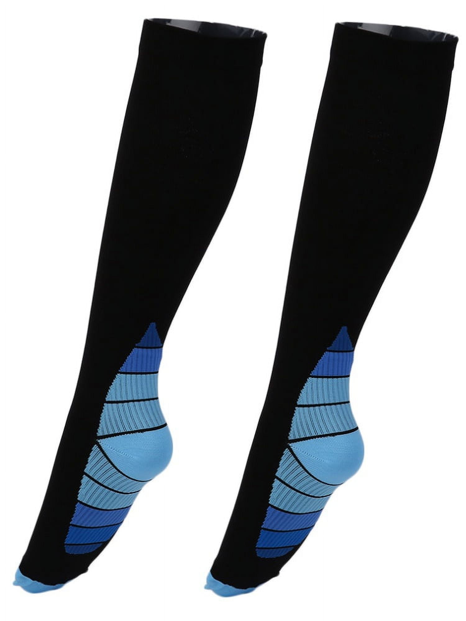 Compression Socks for Women & Men Premium Black & Shaded Blue Knee High ...
