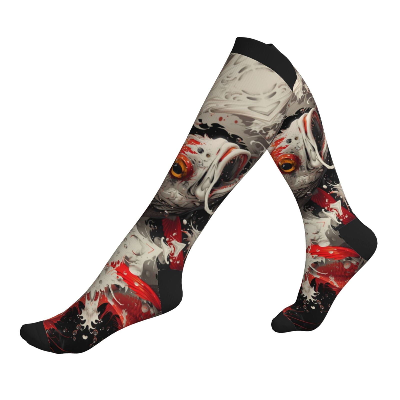 Compression Socks for Men Women -Abstract Red Koi Fish Art Knee High ...