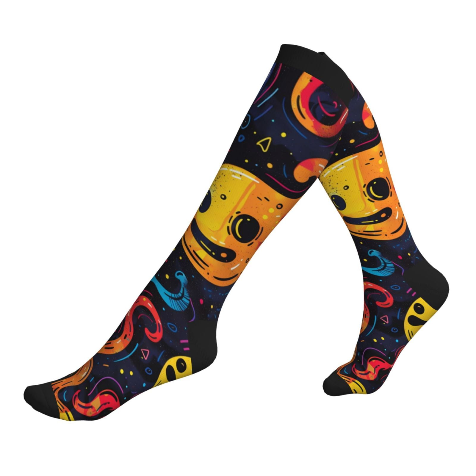 Compression Socks for Men Women -Playful Ghosts Night Sky Knee High ...