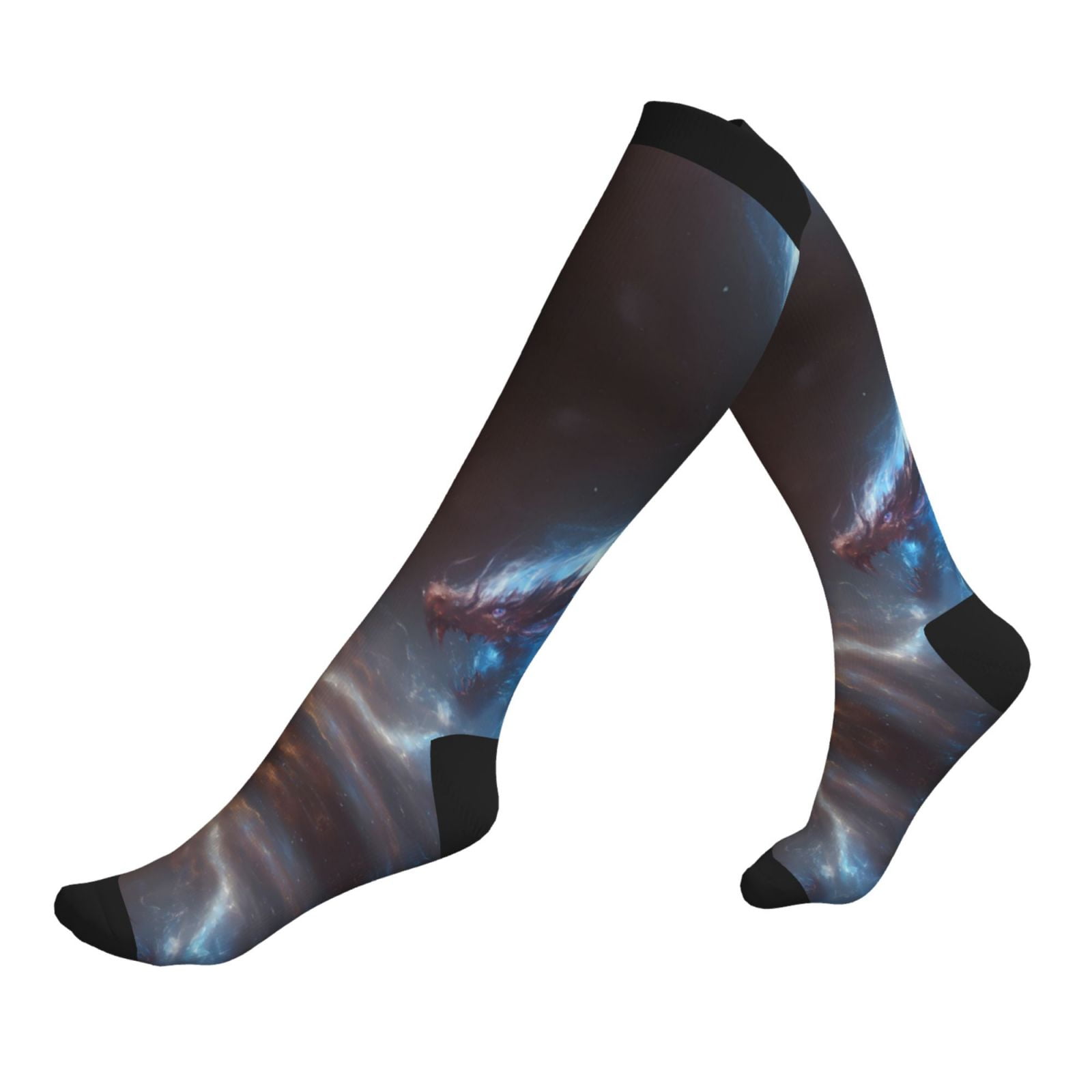 Compression Socks for Men Women -Red And Blue Fire Dragon D Knee High ...
