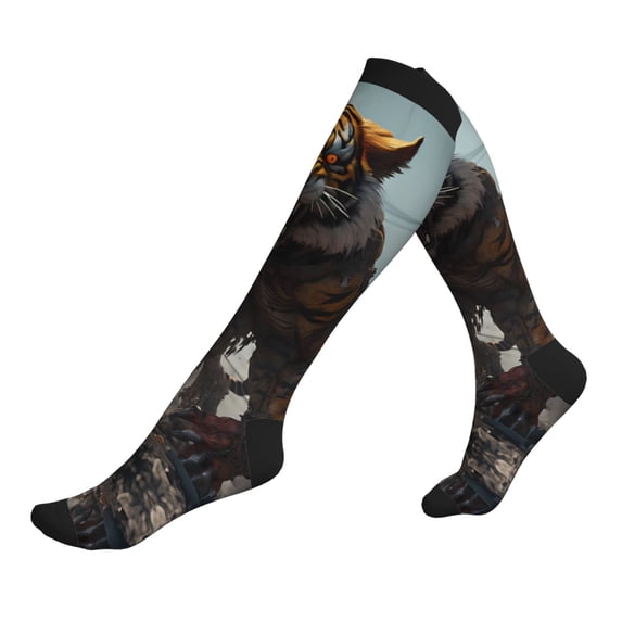 Compression Socks for Men Women -Ruins Tiger Warrior Knee High ...
