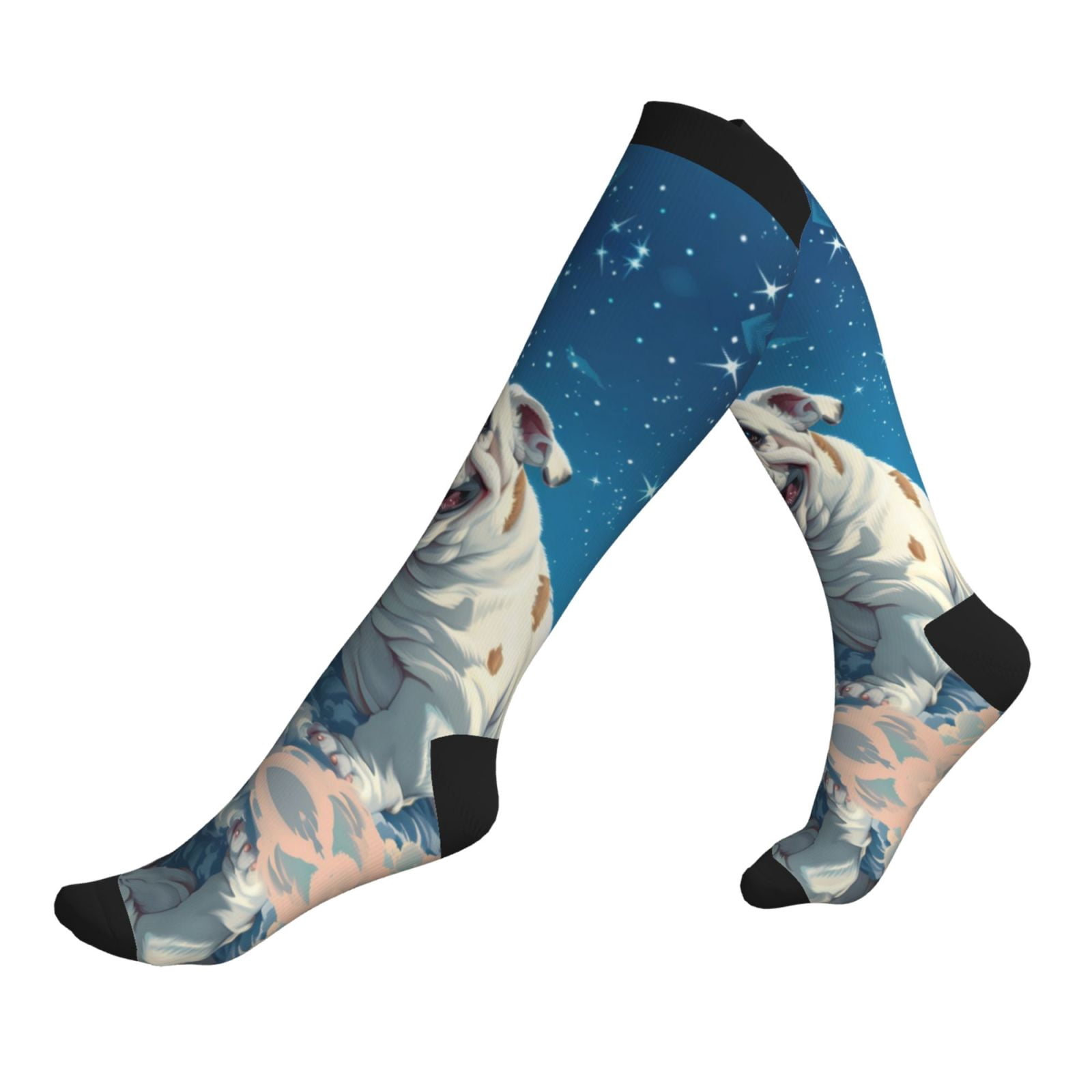 Compression Socks for Men Women -Starry Sky Cloud Bulldog Knee High ...