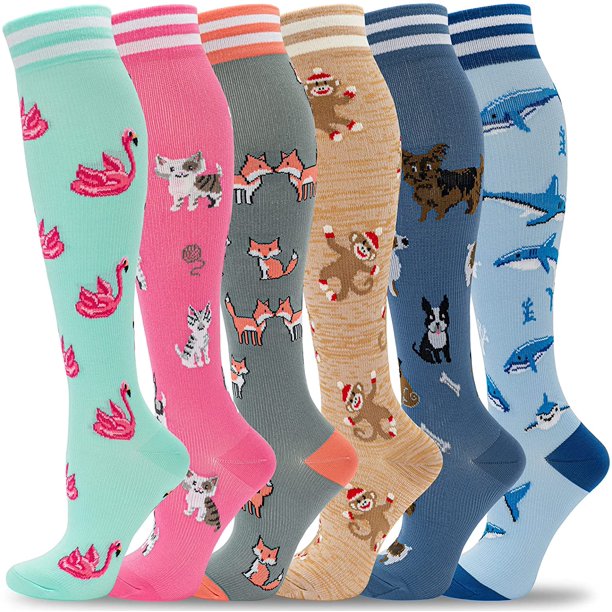 Compression Socks for Women Circulation 20-30mmHg Crazy, Cute, Socks ...