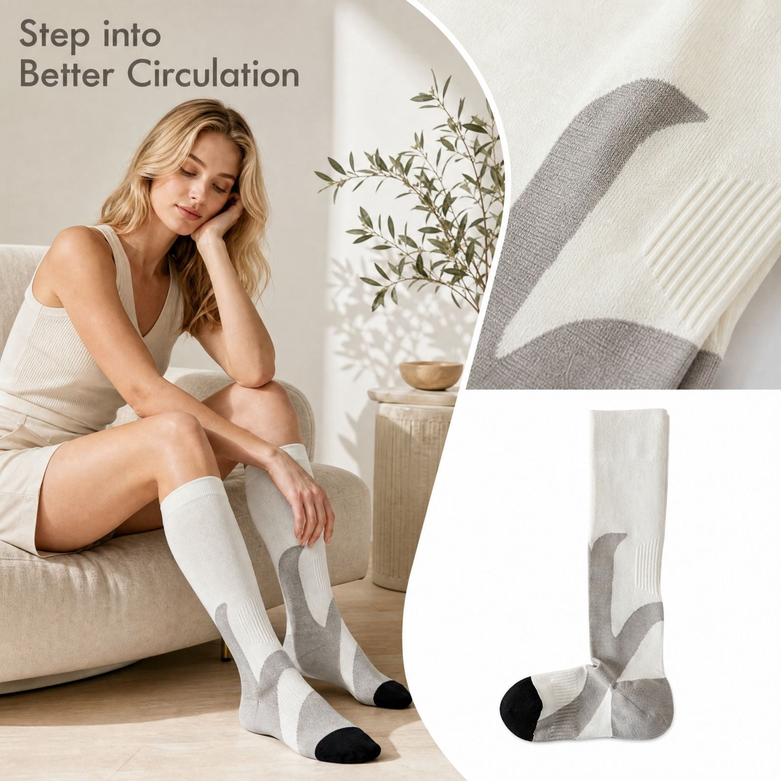 Compression Socks for Women Knee High Socks Support for Nurse Pregnancy ...