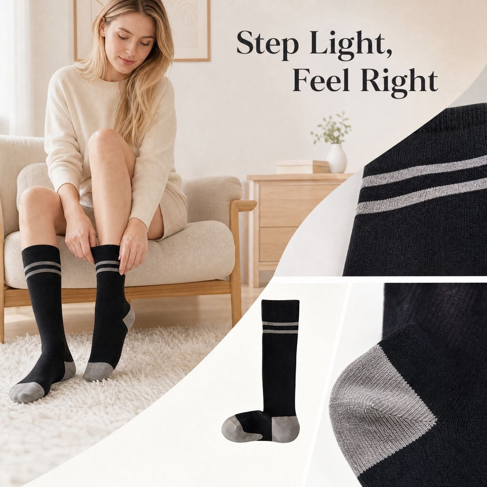 Compression Socks for Women Knee High Socks Support for Nurse Pregnancy ...