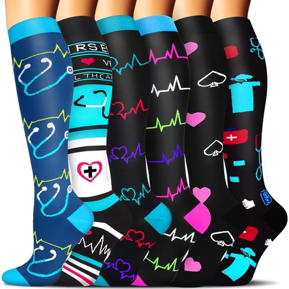 Compression Socks for Women & Men 6 Pairs is Best Supportive Knee High ...