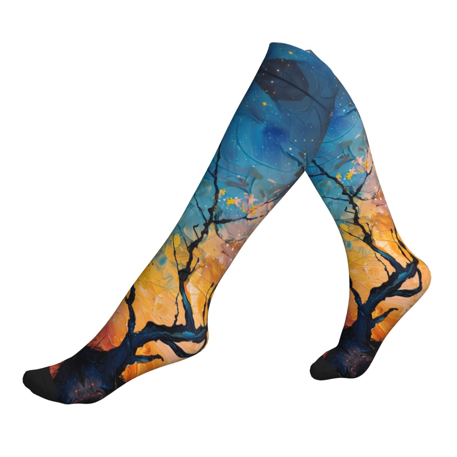 Compression Socks for Women Men - Abstract Night Sky Tree Knee High ...