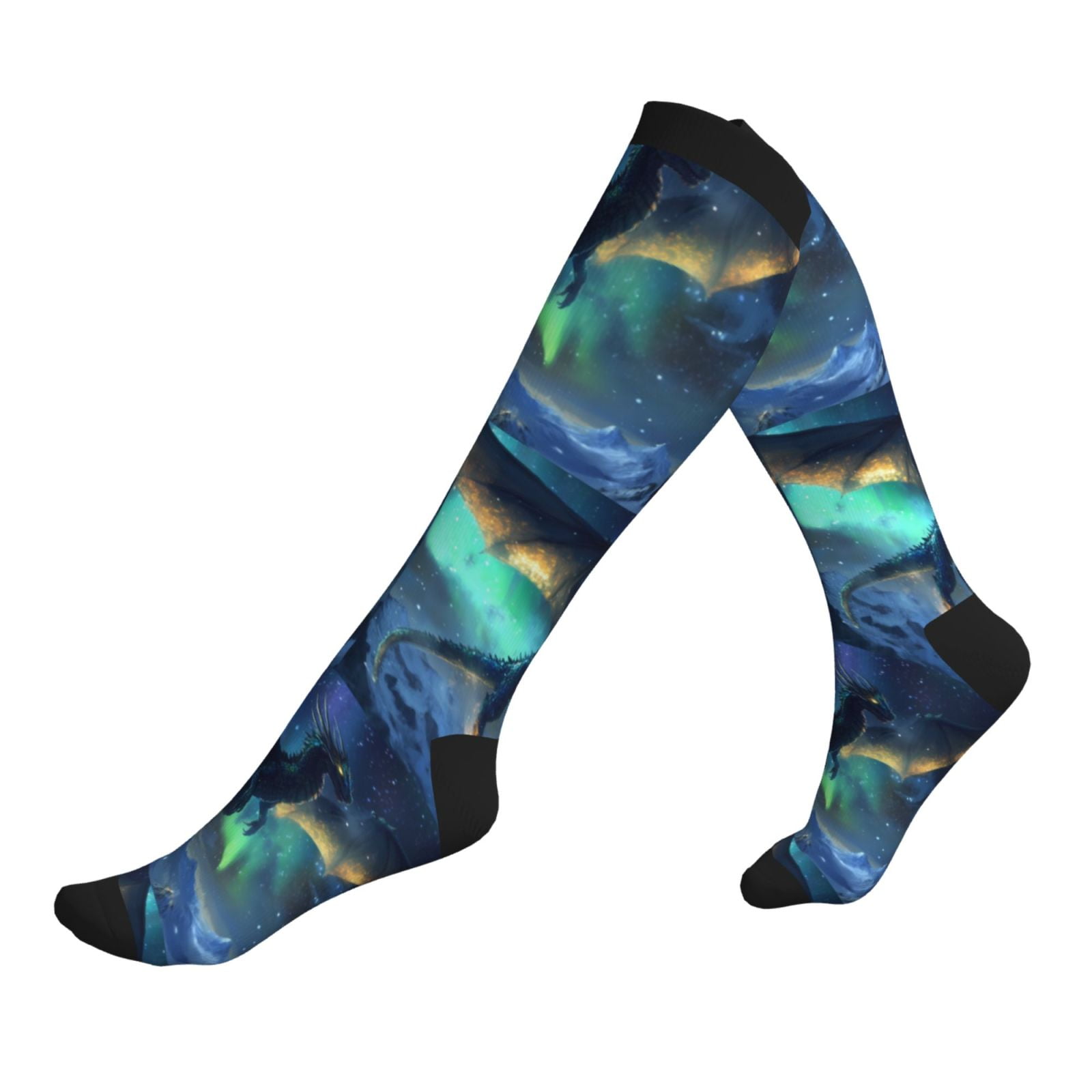 Compression Socks for Women & Men, Aurora Night Sky Dragon 15-20mmHg ...