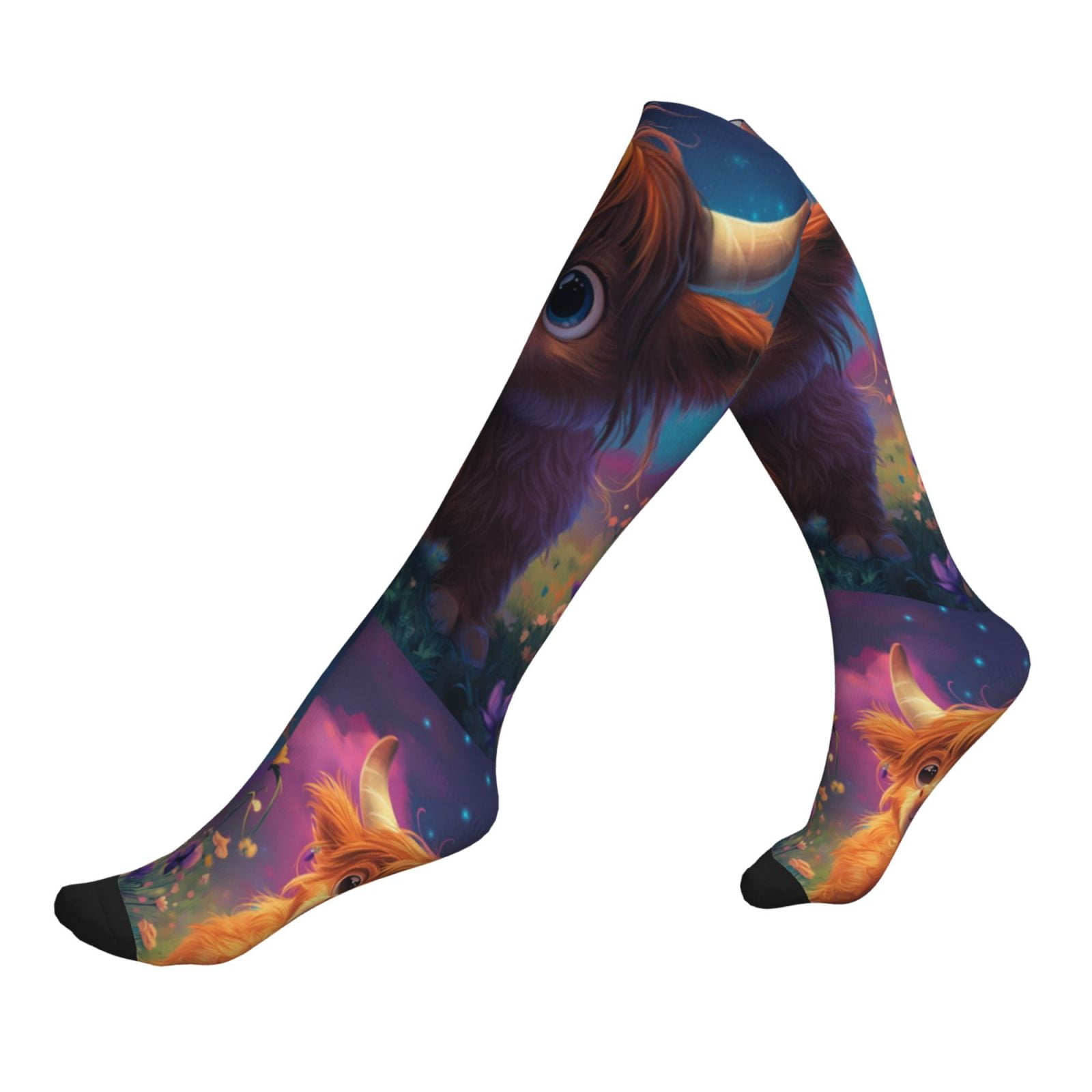 Compression Socks for Women Men, Cute Cow Field 15-20mmHg High Support ...