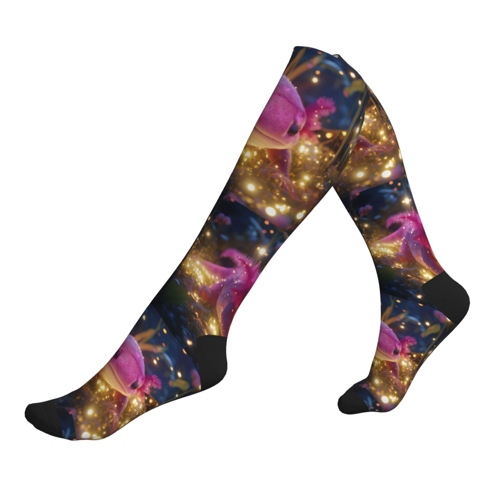 Compression Socks for Women Men - Dreamy Bioluminescent Axolotl B Knee ...