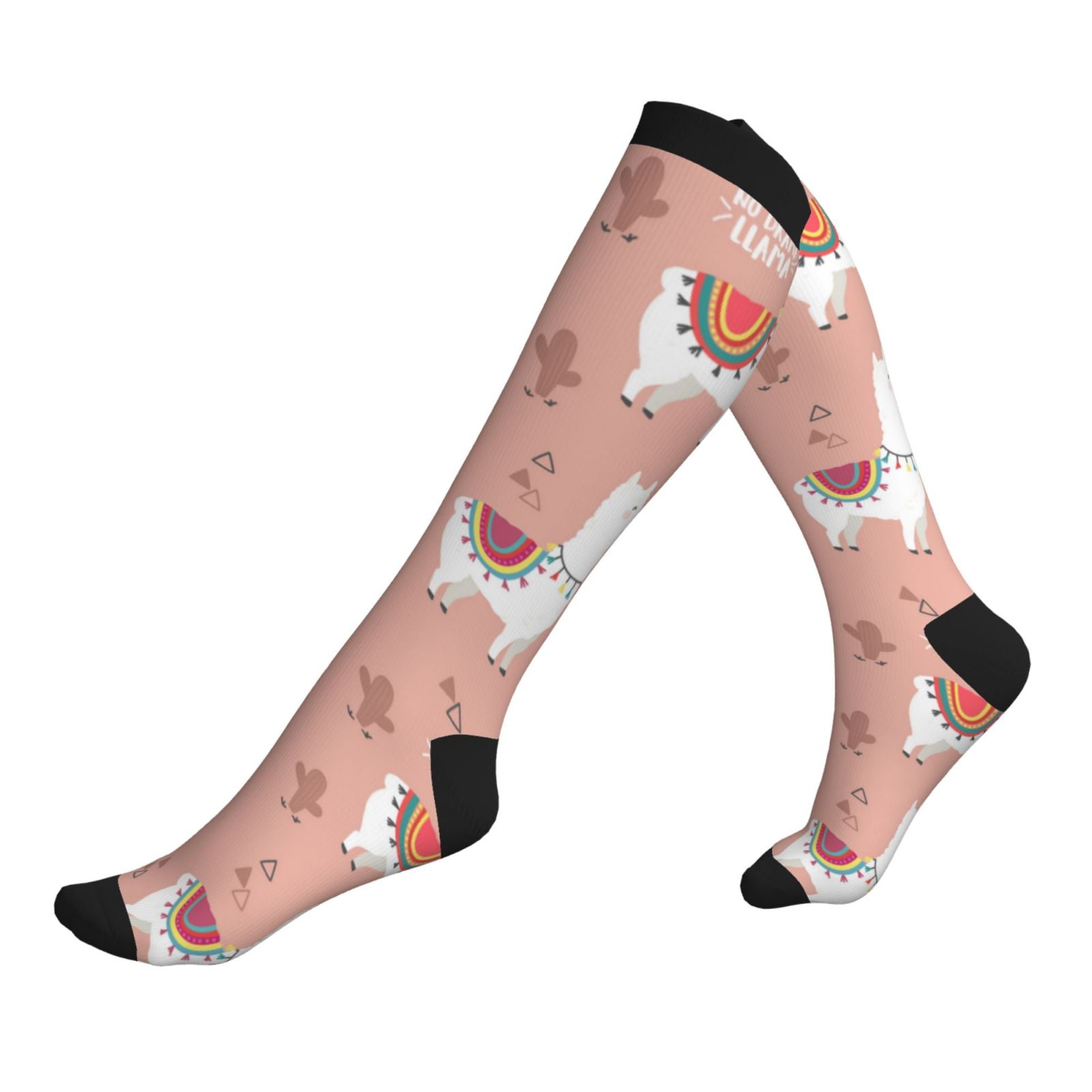 Compression Socks for Women Men - Exotic Smile Cute Alpaca Cactus Knee ...