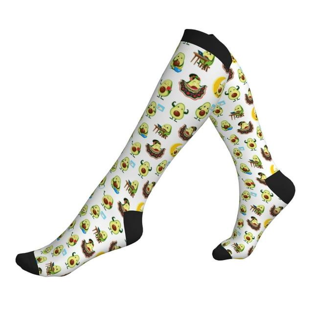 Compression Socks for Women Men - Funny Avocado In Mexican Clothes Knee ...