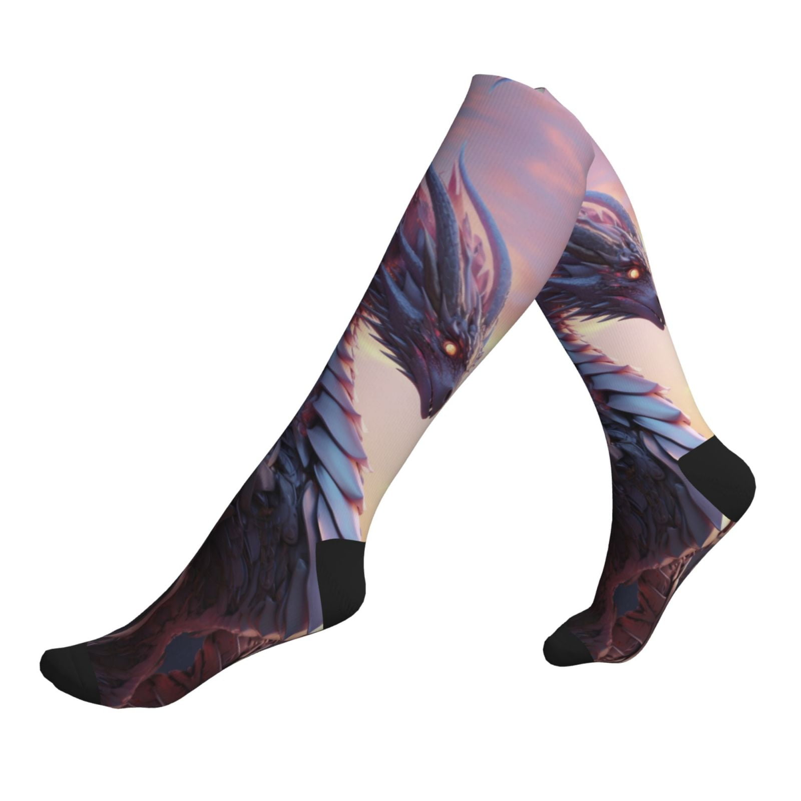 Compression Socks for Women Men - Pink Silver Dragon Knee High ...