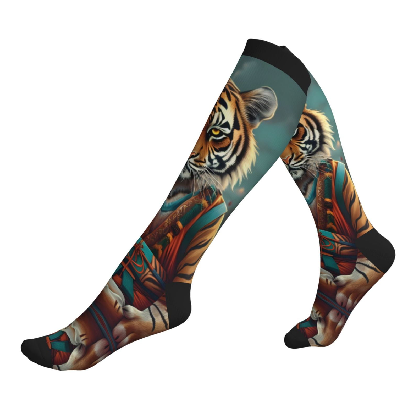 Compression Socks for Women Men - Pond Meditating Tiger Knee High ...