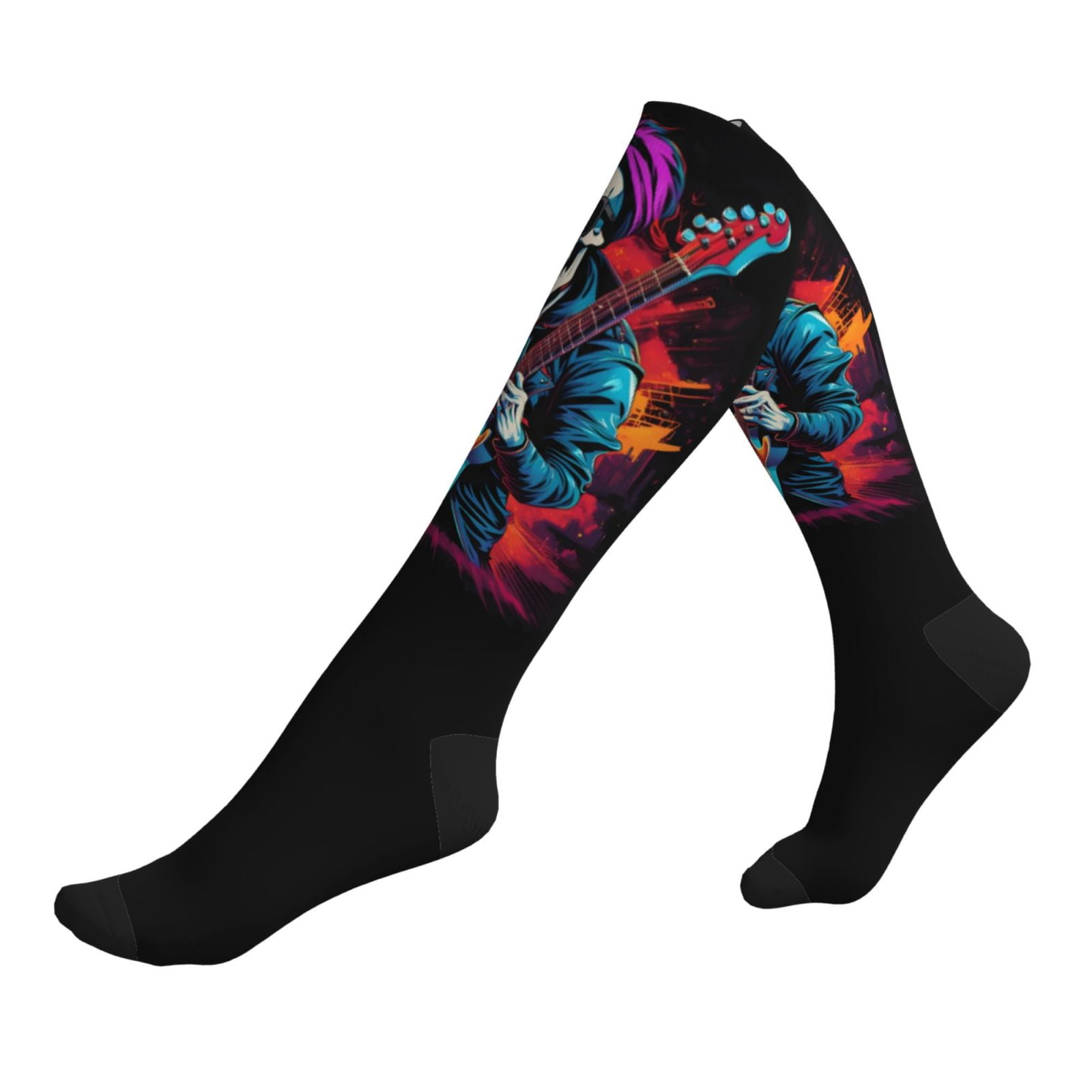 Compression Socks for Women Men - Rock Skull Singer Knee High ...