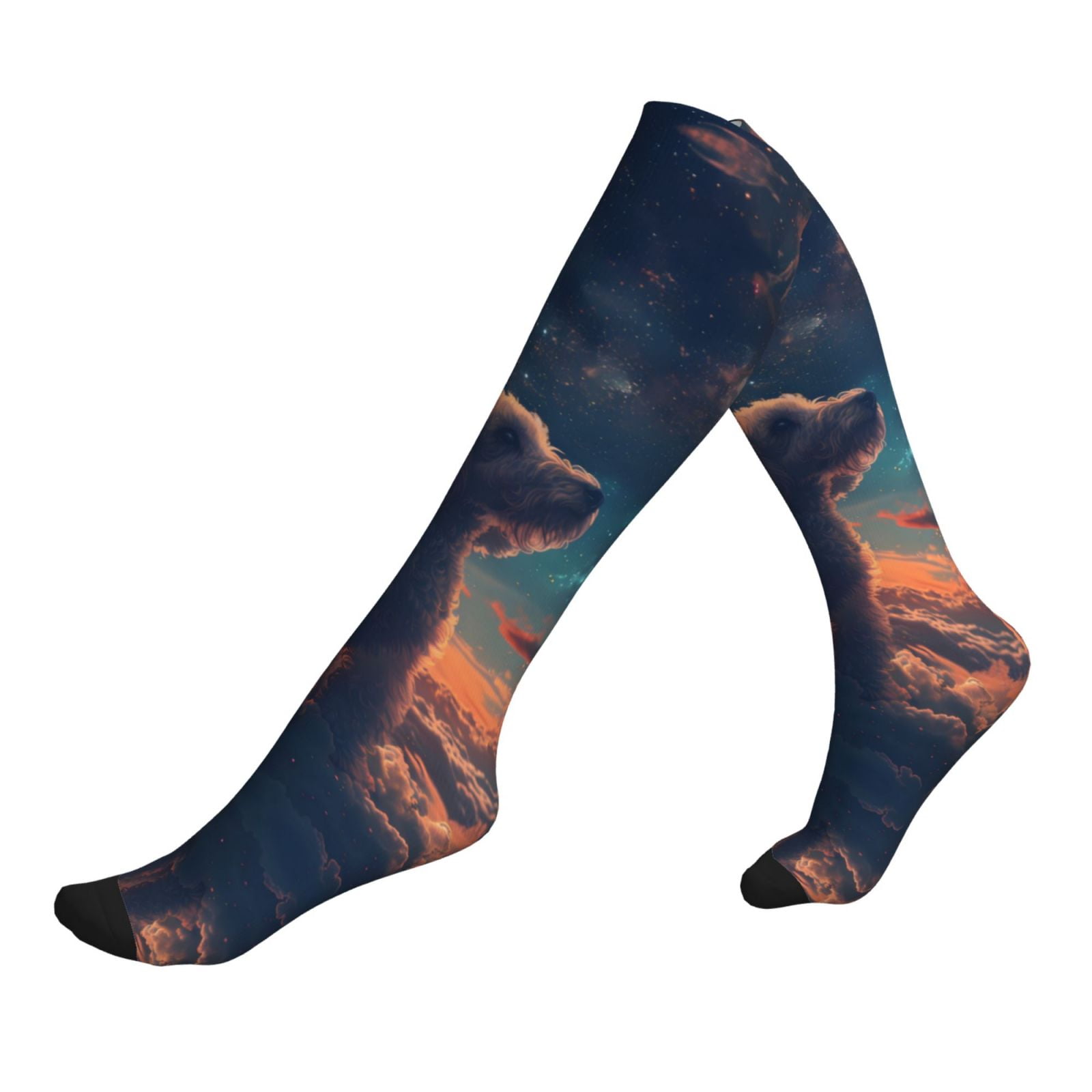 Compression Socks for Women Men - Starry Sky Cloud Puppy Knee High ...