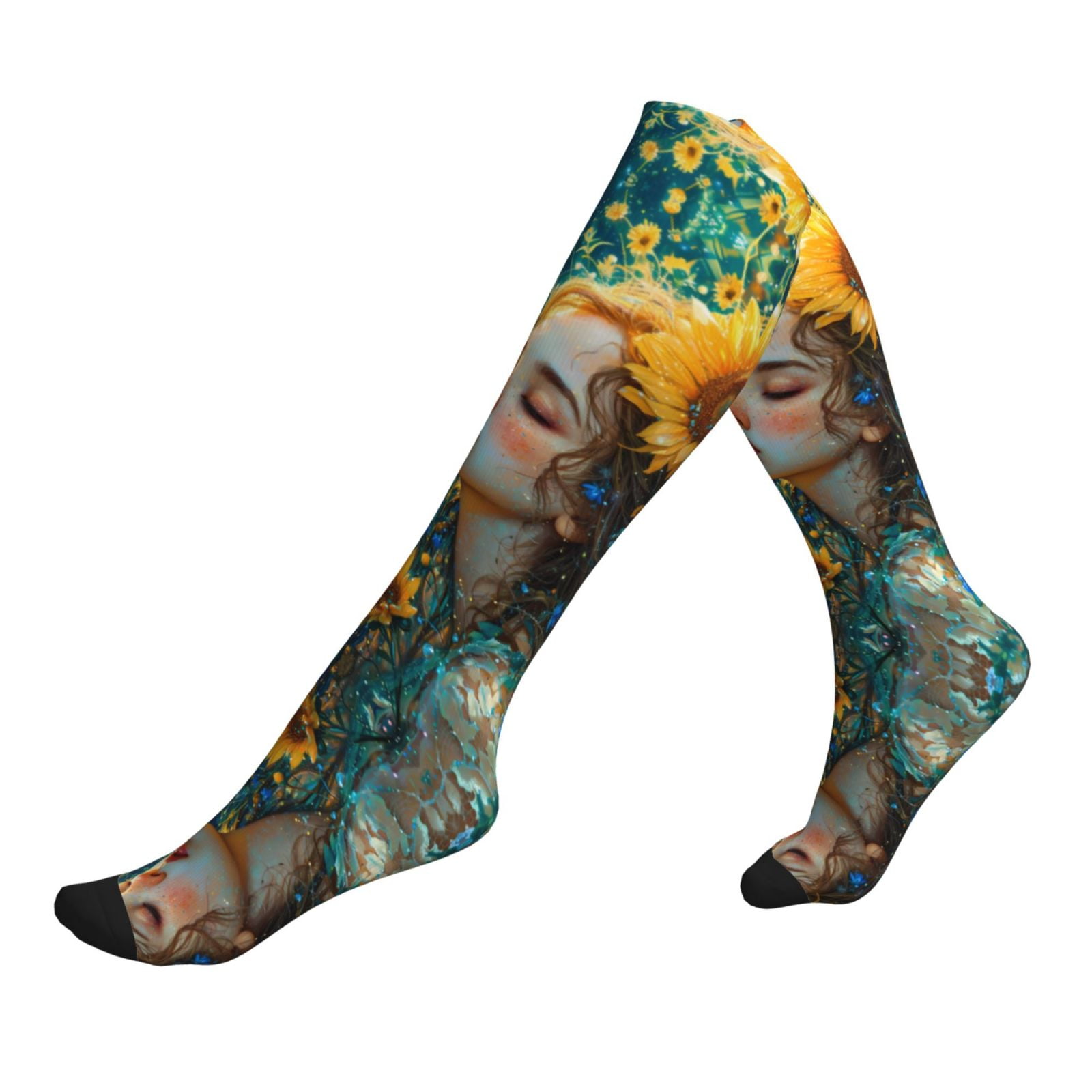 Compression Socks for Women ＆ Men, Starry Sky Sunflower Princess 15 ...