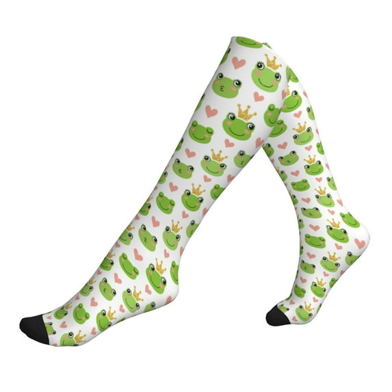 Compression Socks for Women Men - cute frogs crowns funny Knee High ...