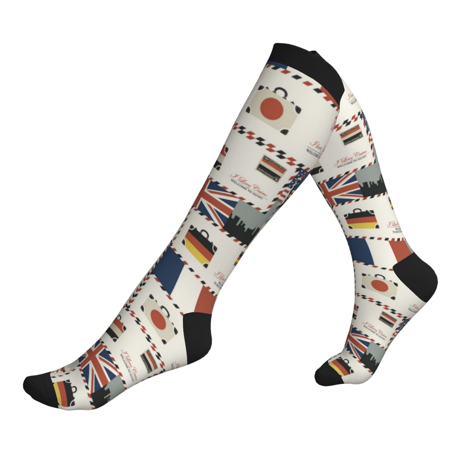 Compression Socks for Women Men - world Stamp Pattern Knee High ...