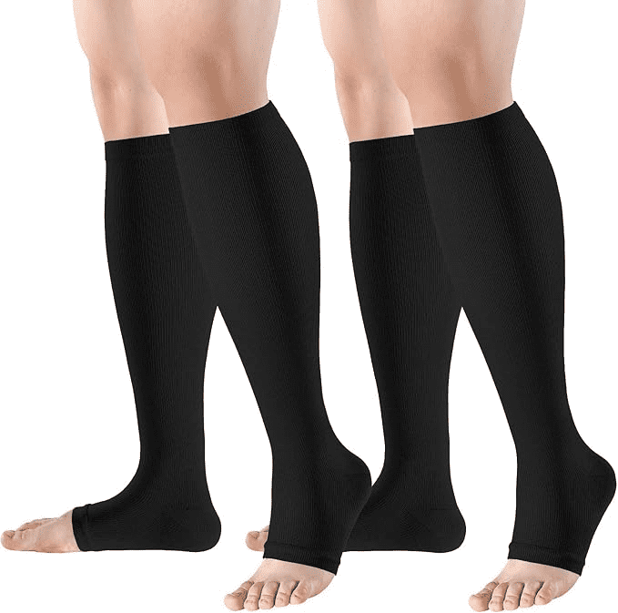 Compression Socks for Women Open Toe Sock Wide Calf Foot Care Sleeve ...