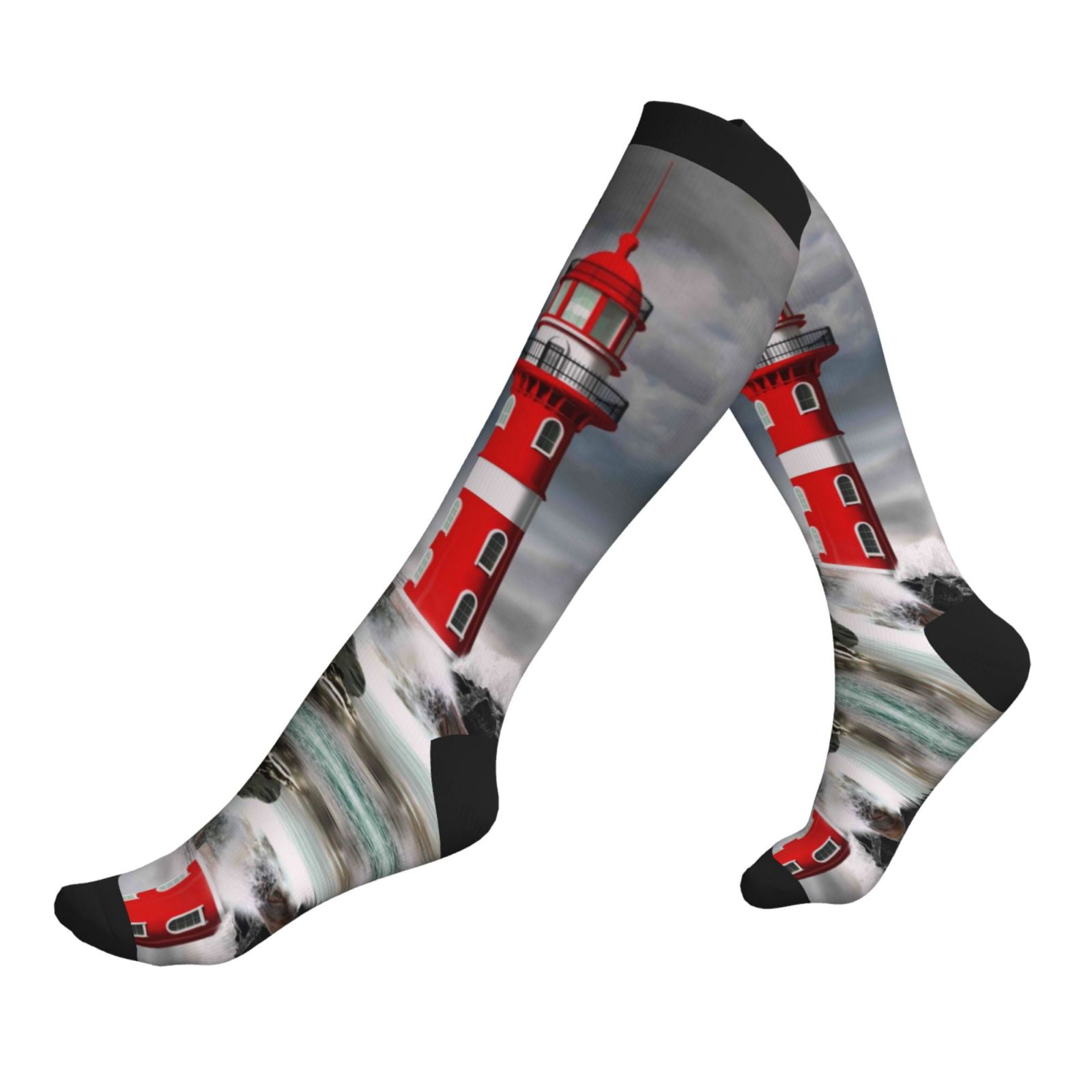 Compression Socks for Women and Men - 3d Lighthouse in the Surf ...