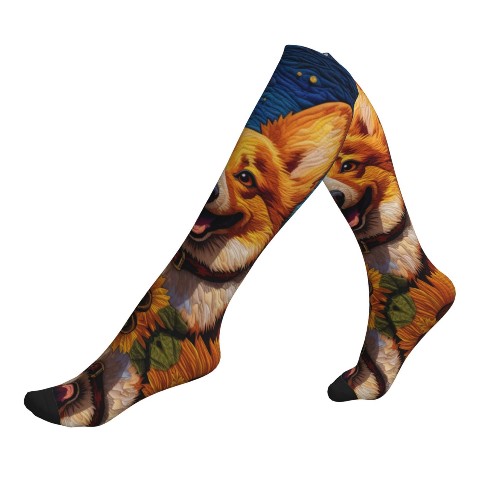 Compression Socks for Women and Men - Artistic Sunflower Corgi ...