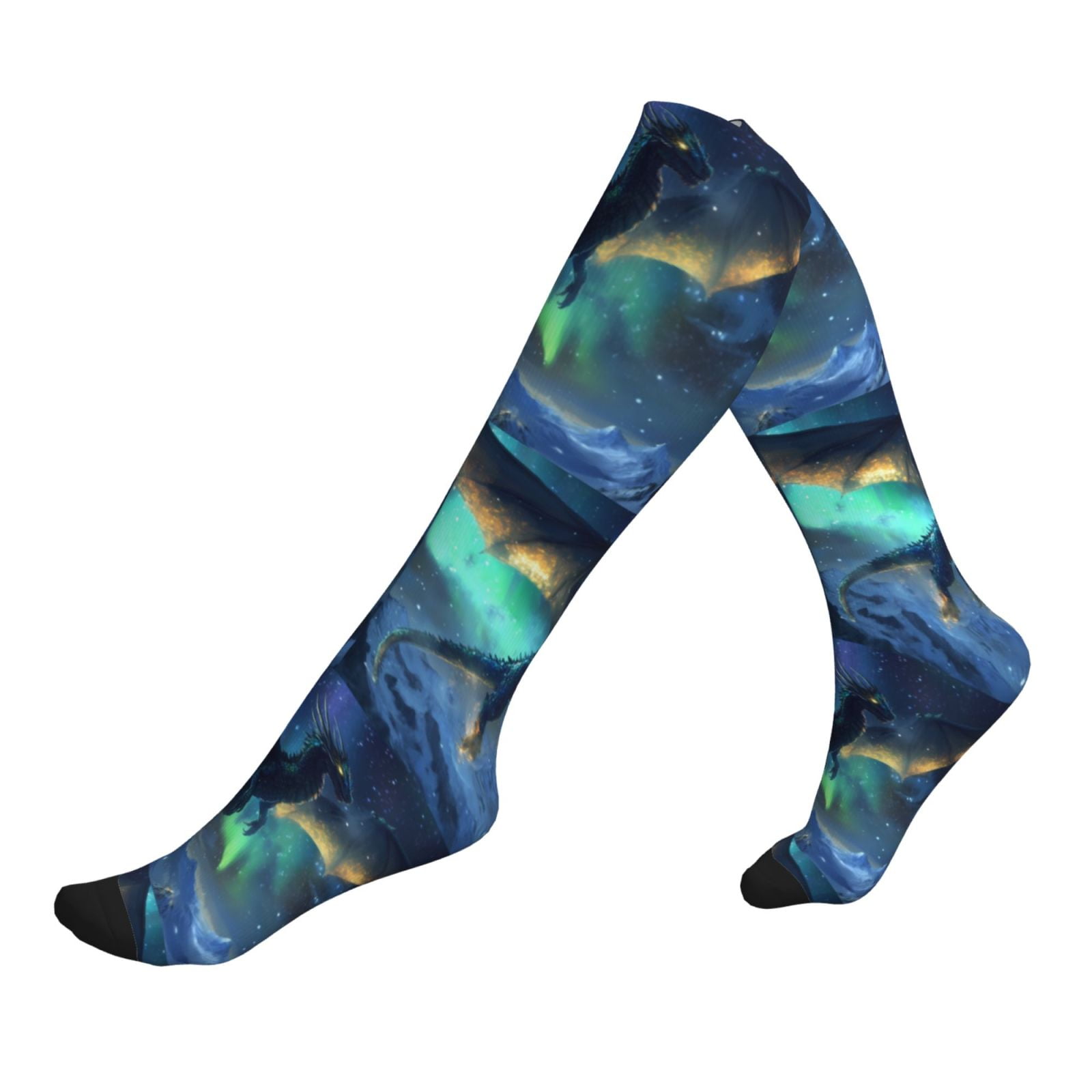 Compression Socks for Women and Men Aurora Night Sky Dragon Wide Calf ...