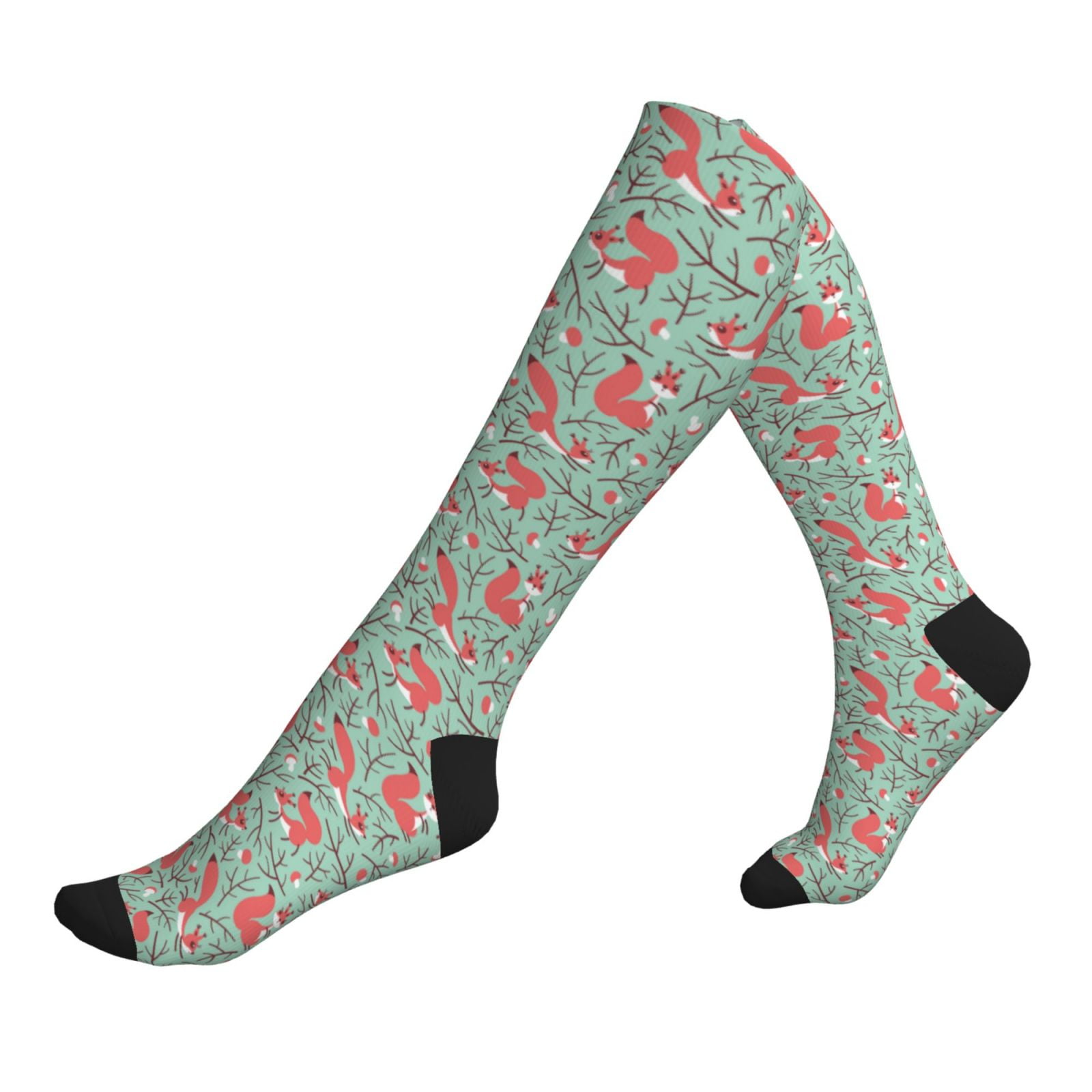 Compression Socks for Women and Men - Autumn Branches Fox and Mushrooms ...
