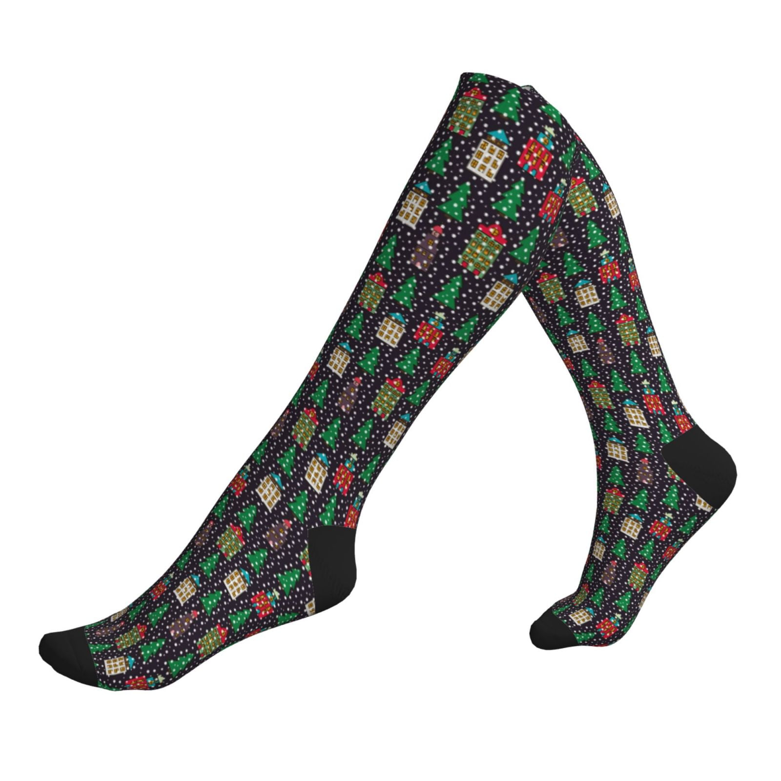 Compression Socks for Women and Men - Christmas Trees And Houses ...