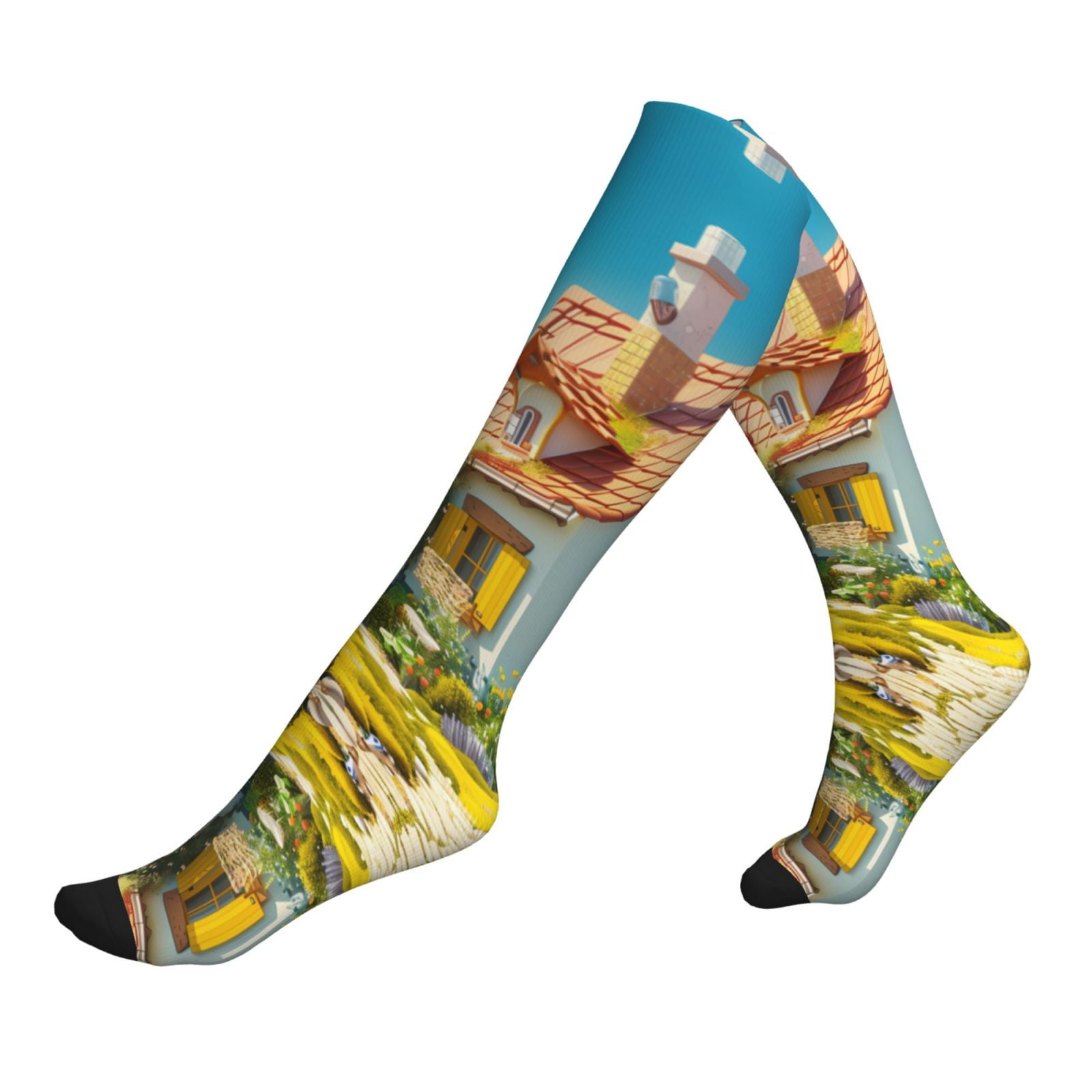 Compression Socks for Women and Men Circulation - Cozy Cartoon Backyard ...