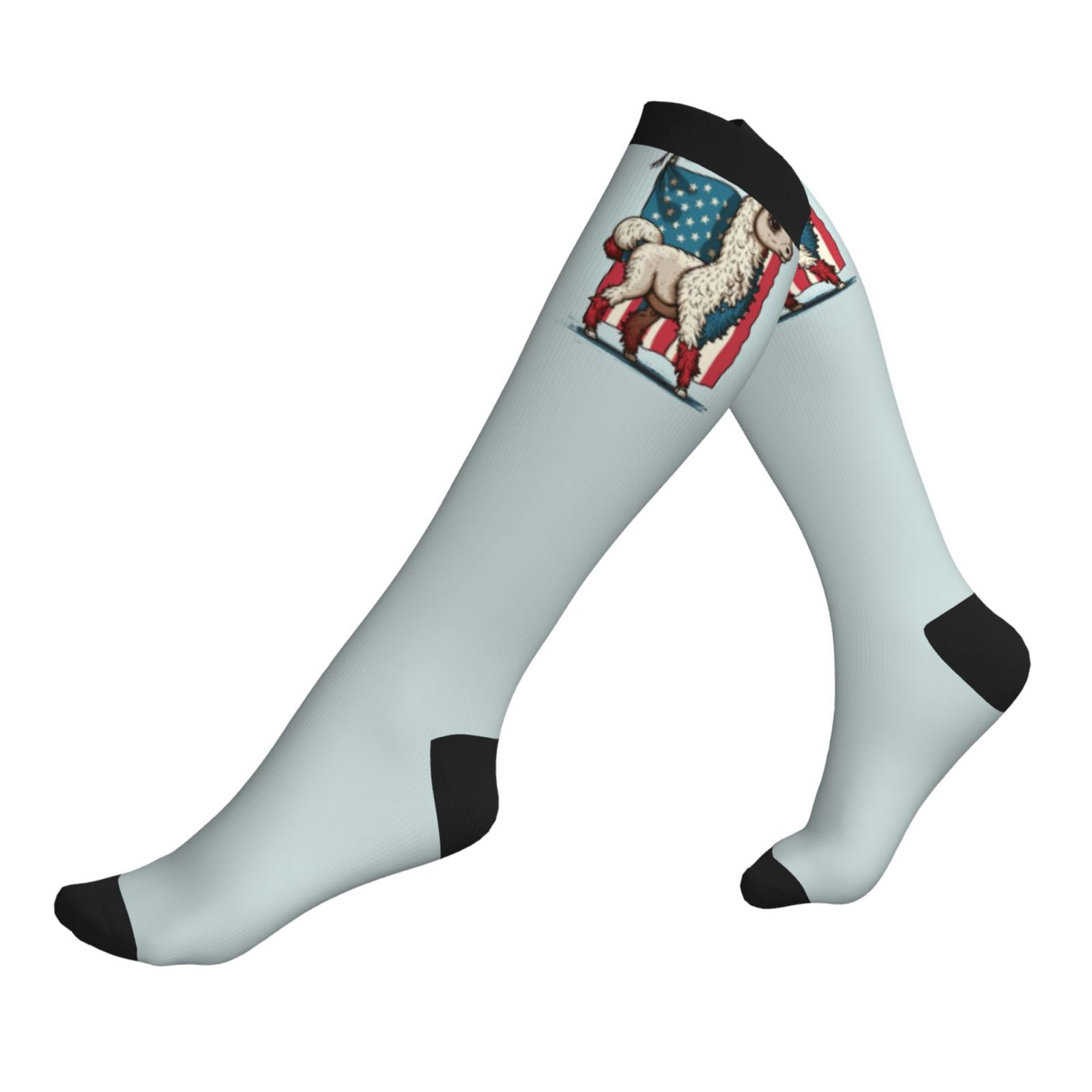 Compression Socks for Women and Men Circulation - Cute Alpaca USA Flag ...