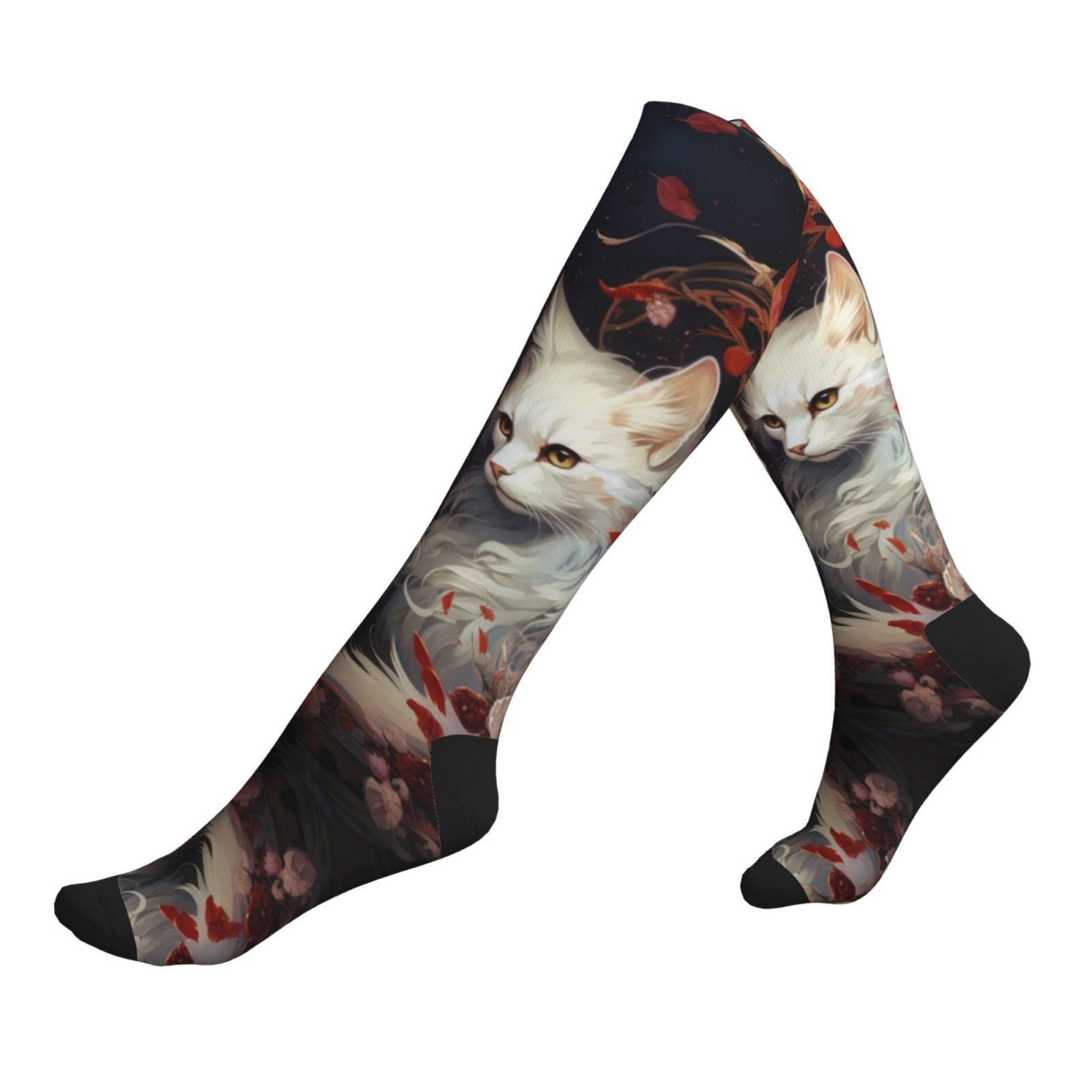 Compression Socks for Women and Men Circulation - Flower Cat Couple ...