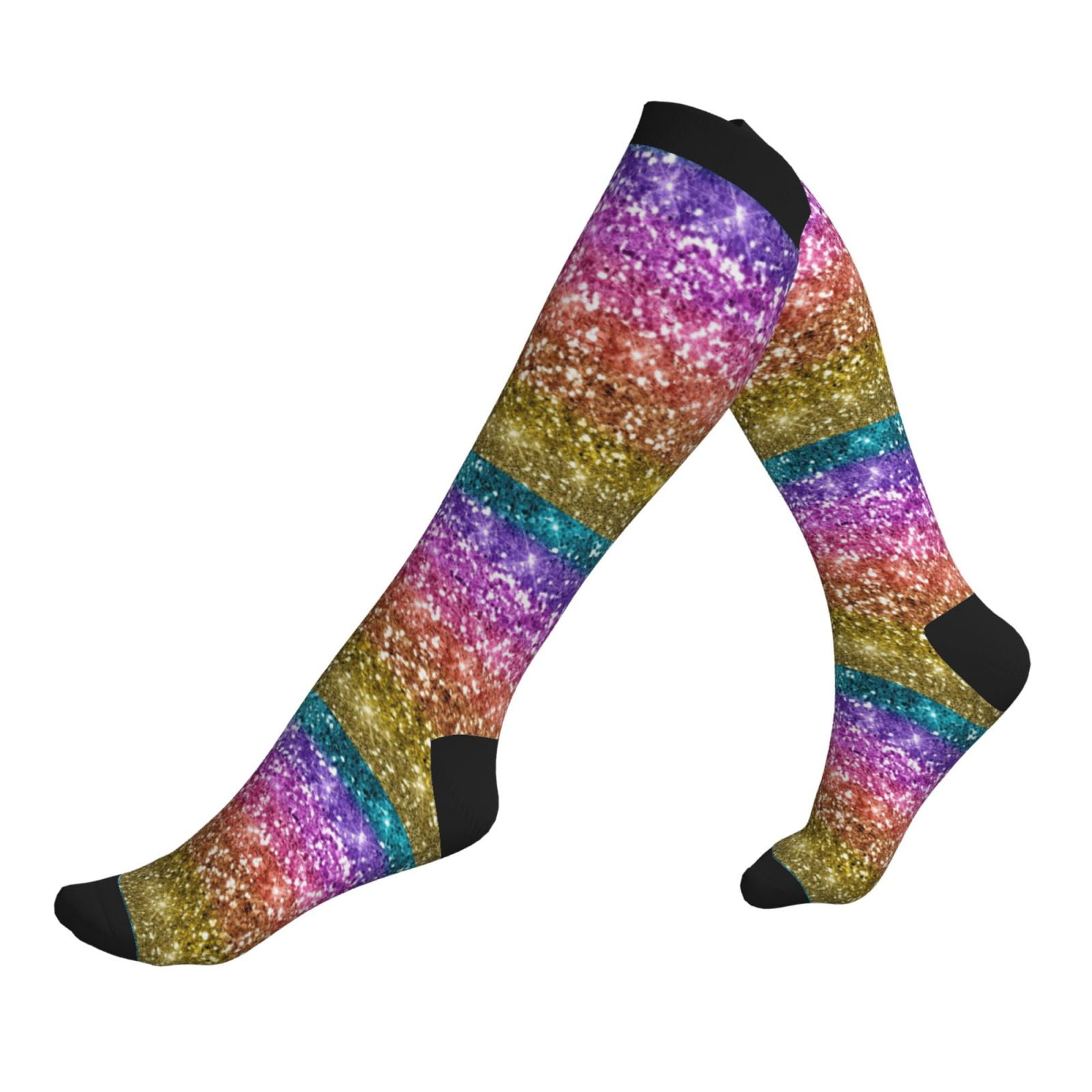 Compression Socks for Women and Men Circulation - Glitter Rainbow Best ...