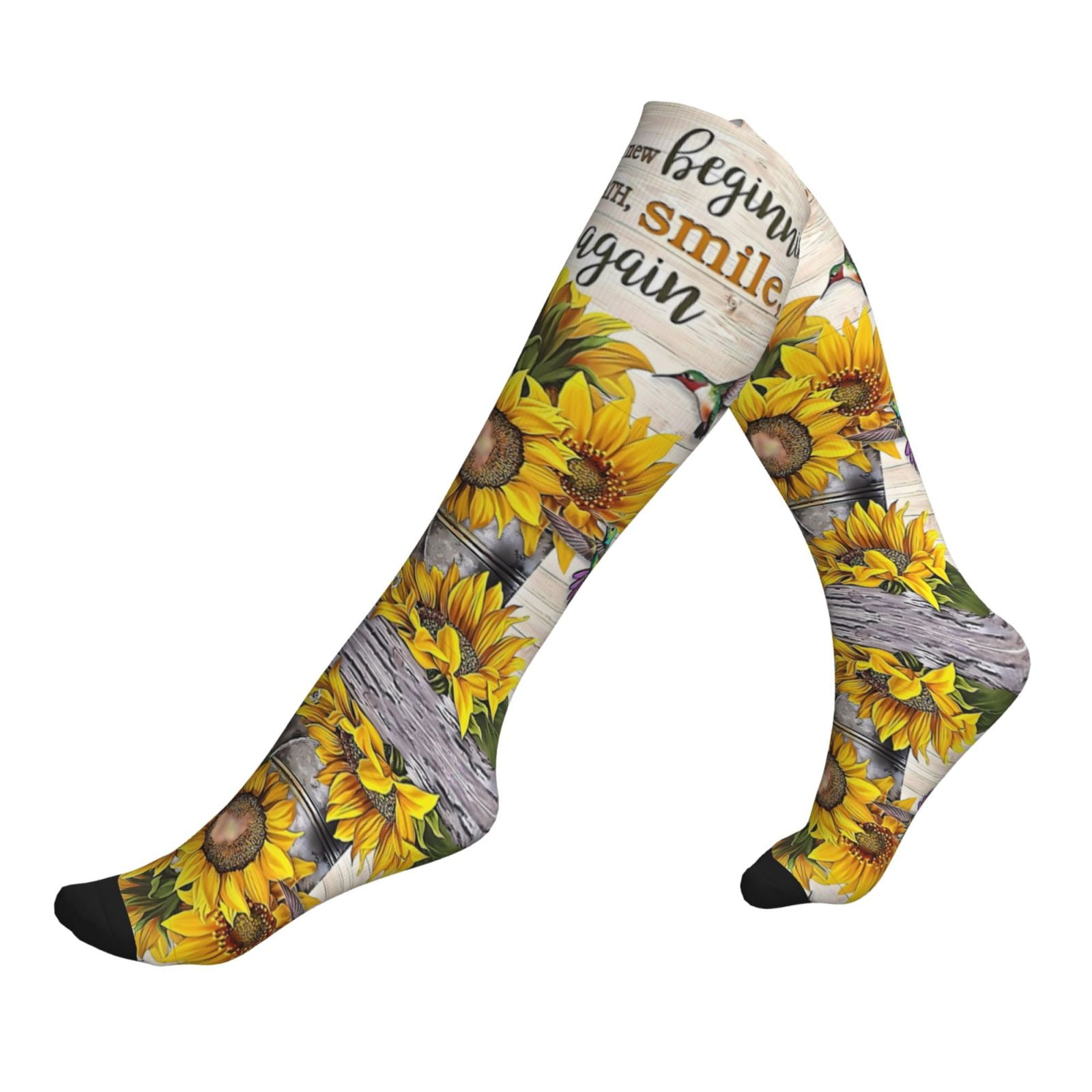 Compression Socks for Women and Men Circulation - Smile Sunflower Bee ...