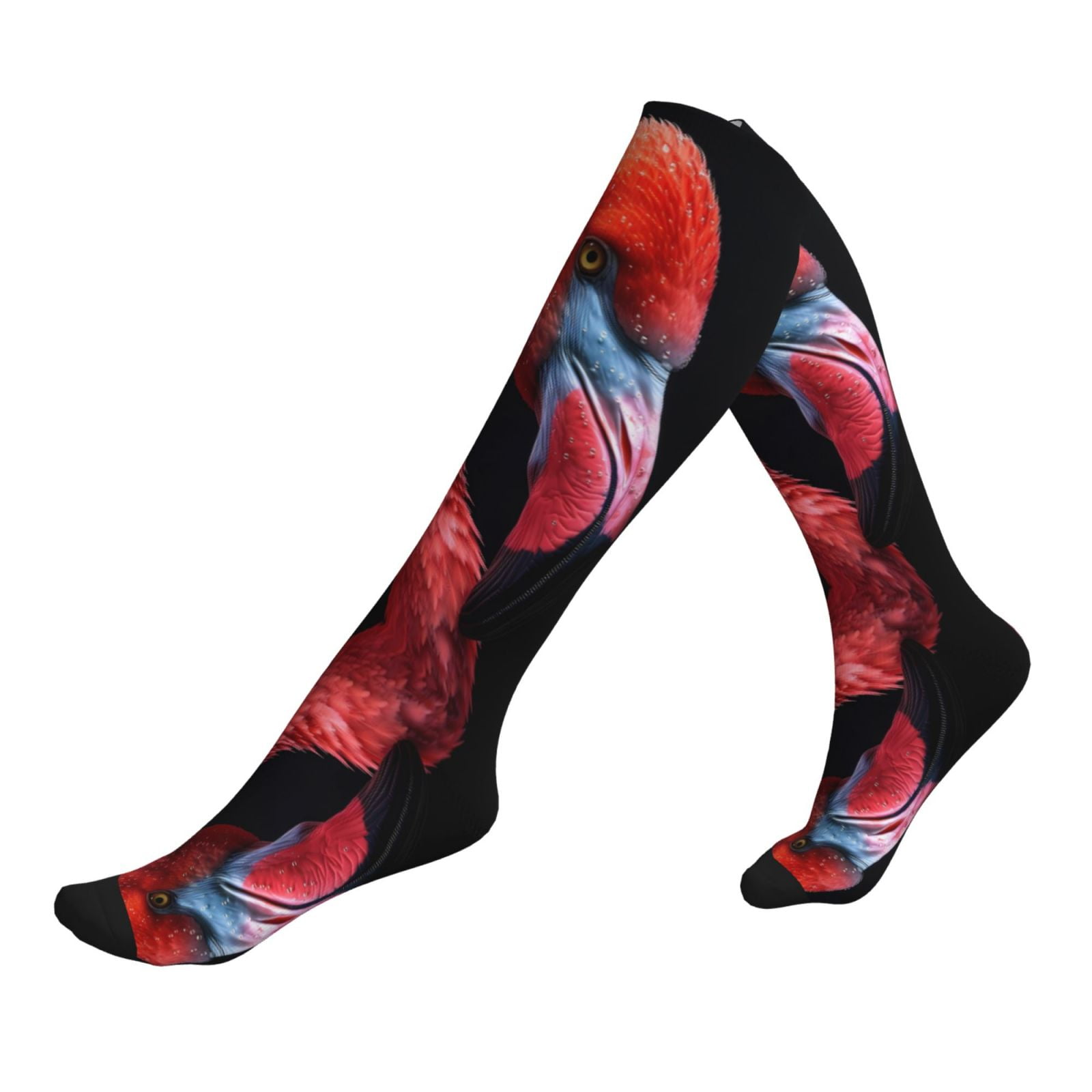 Compression Socks for Women and Men Closeup Red Flamingo Portrait Wide ...