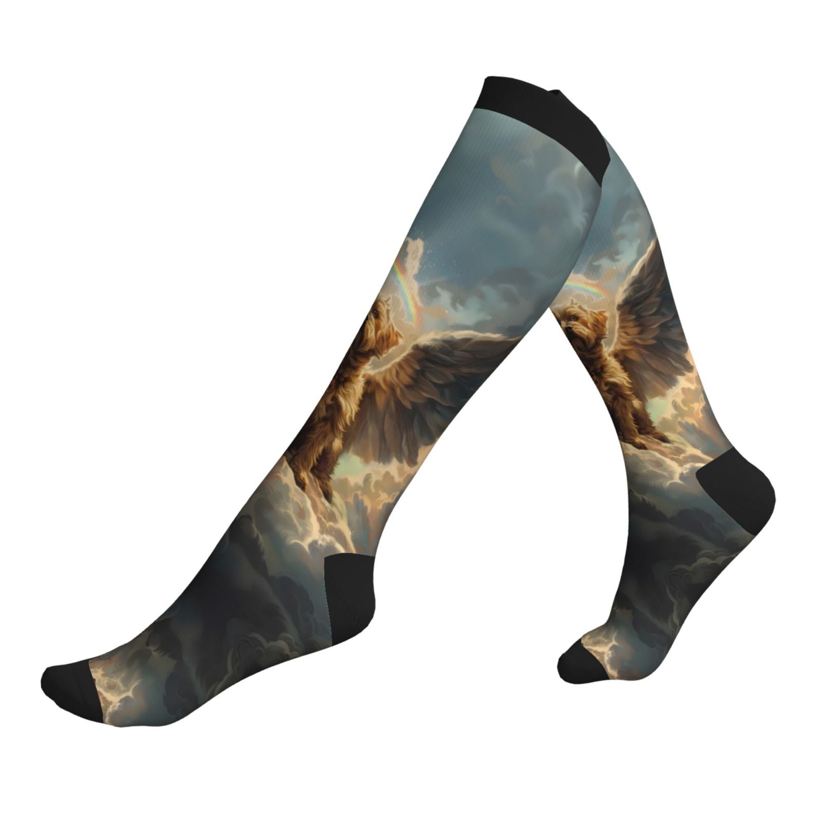 Compression Socks for Women and Men - Cloud Rainbow Winged Dog ...