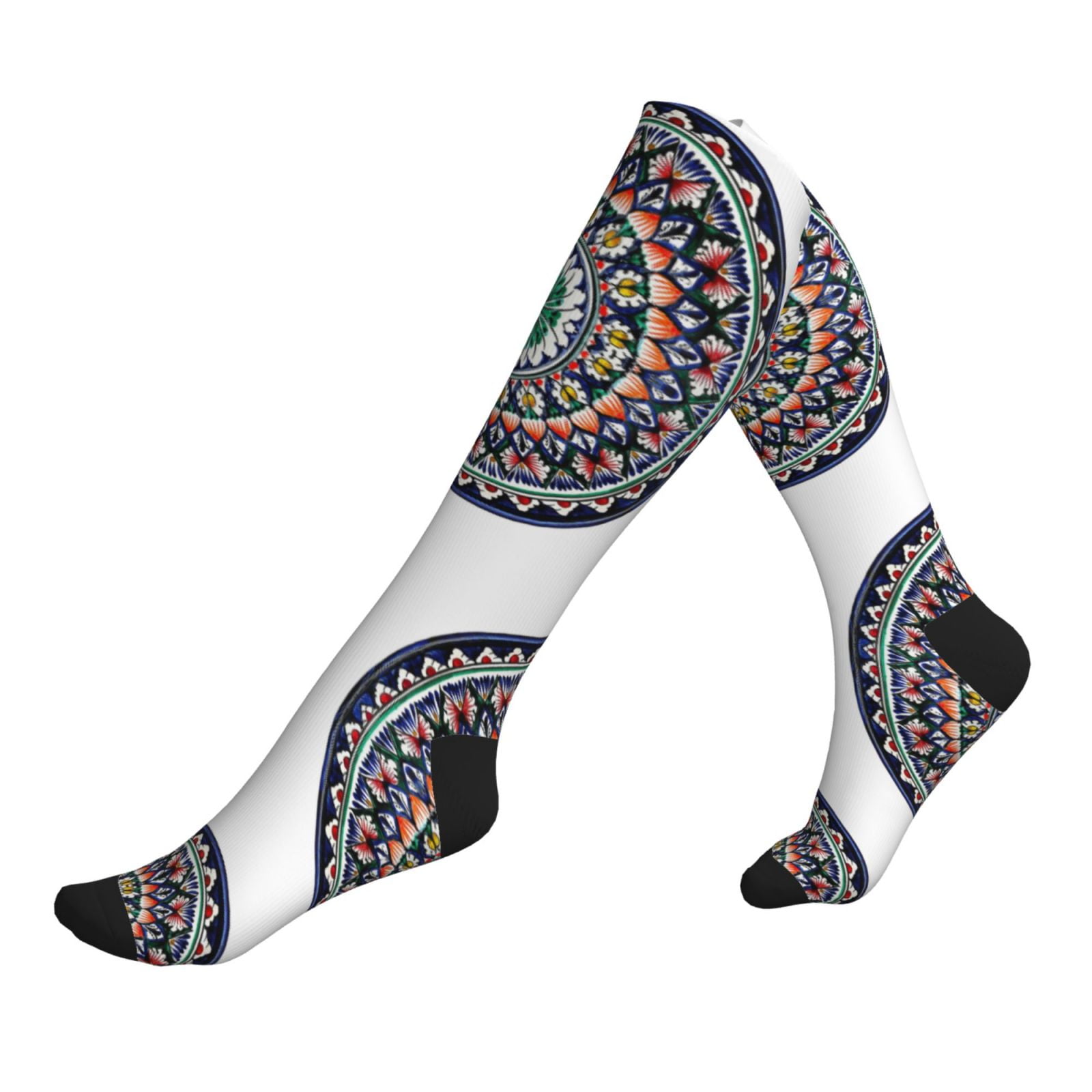 Compression Socks for Women and Men - Colorful With Blue Oriental ...