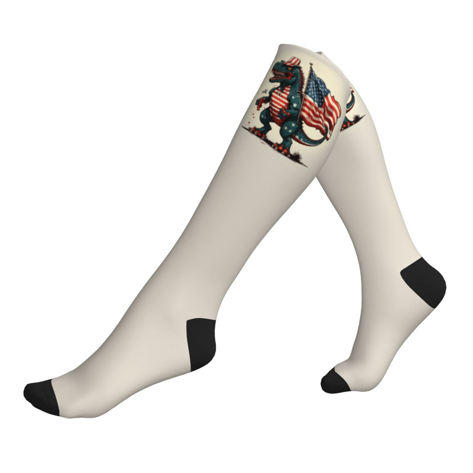 Compression Socks for Women and Men - Cool Dinosaur USA Flag ...