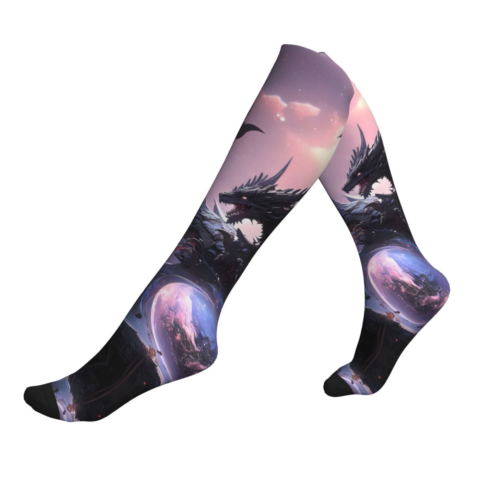 Compression Socks for Women and Men Cool Dragon Colorful Moonlight Wide ...
