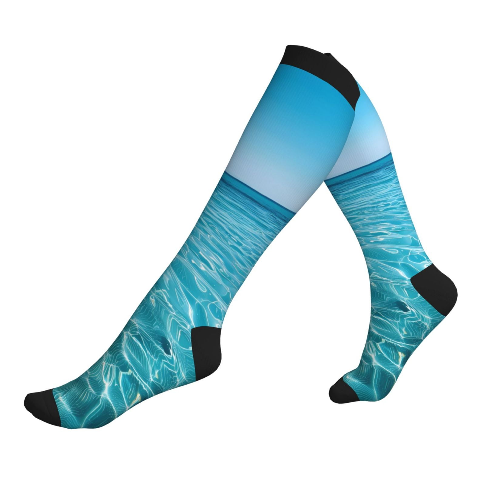 Compression Socks for Women and Men Crystal Clear Ocean Waves Wide Calf ...
