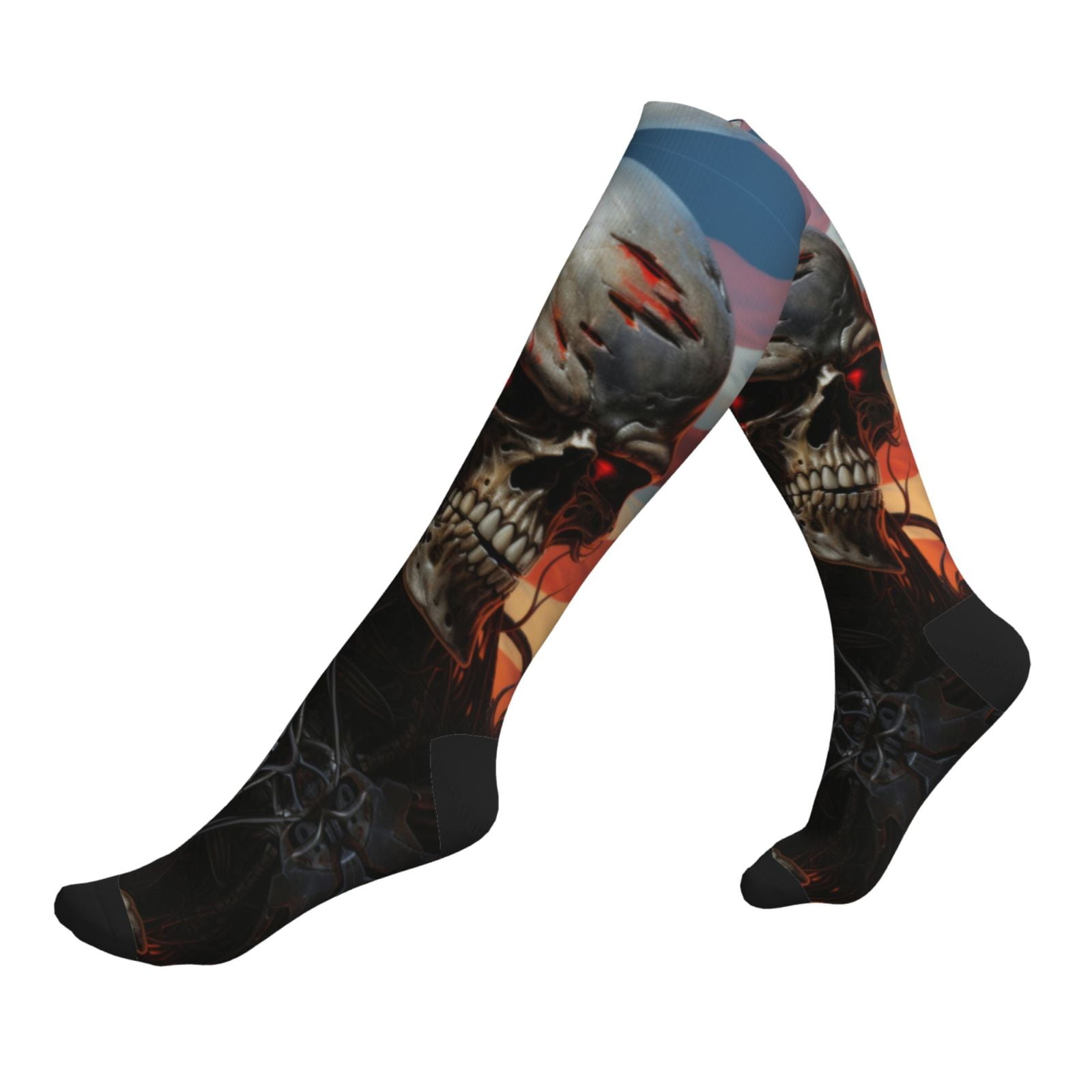 Compression Socks for Women and Men - Cyberpunk Skull American Flag ...